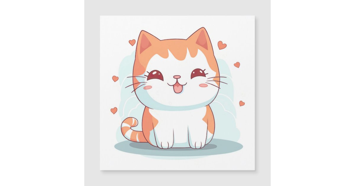 Kawaii Kitty Cat Chibi Magnetic Invitation | Zazzle