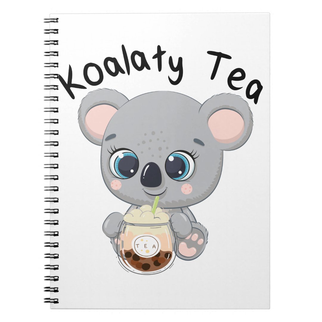 Kawaii Koala drinking Koalaty Boba Tea Notebook | Zazzle