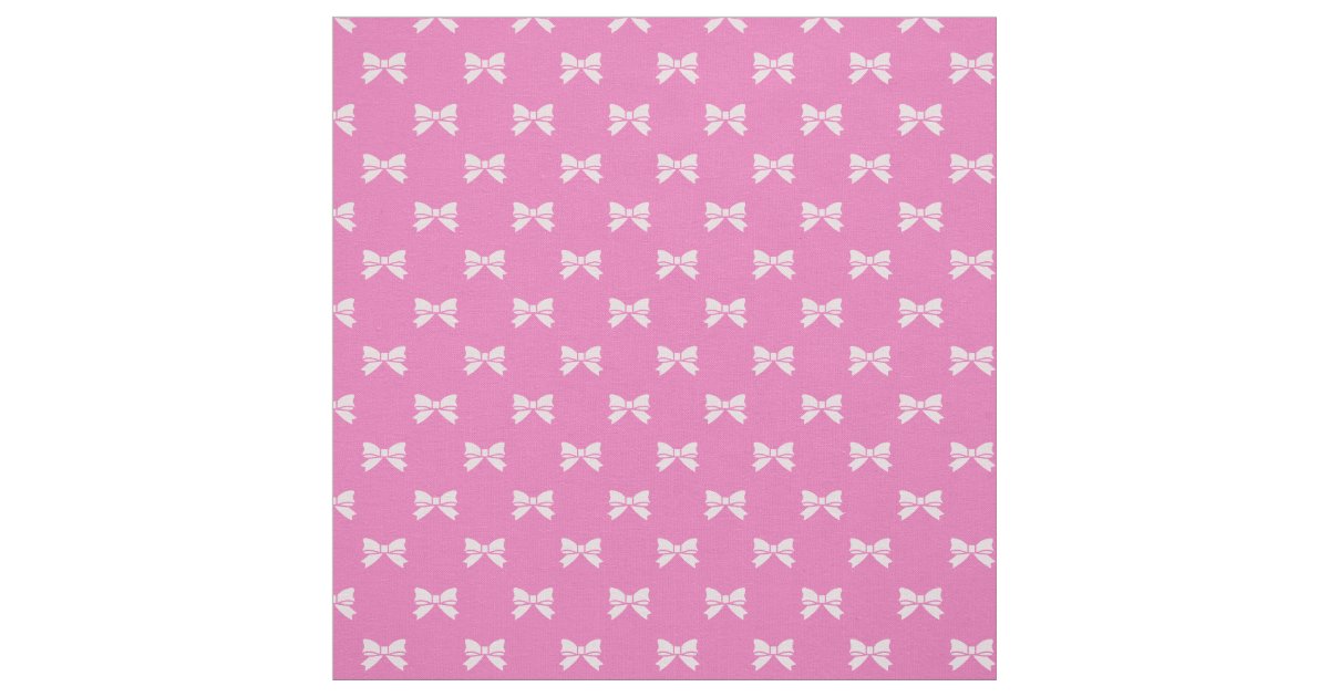 Kawaii Light Pink Bows on Dark Pink Fabric | Zazzle