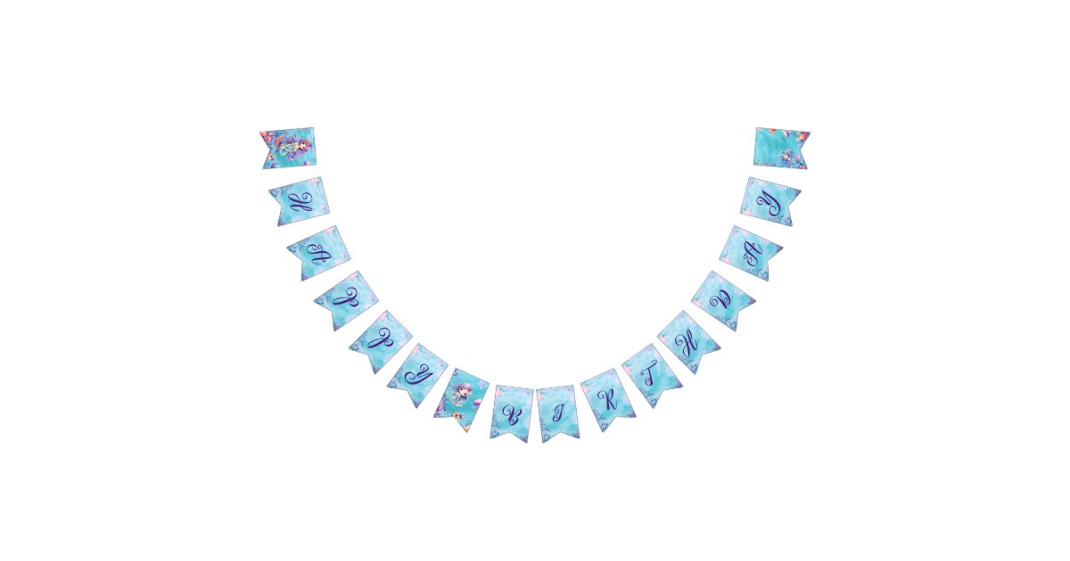 Kawaii Mermaid Party Bunting Flags | Zazzle