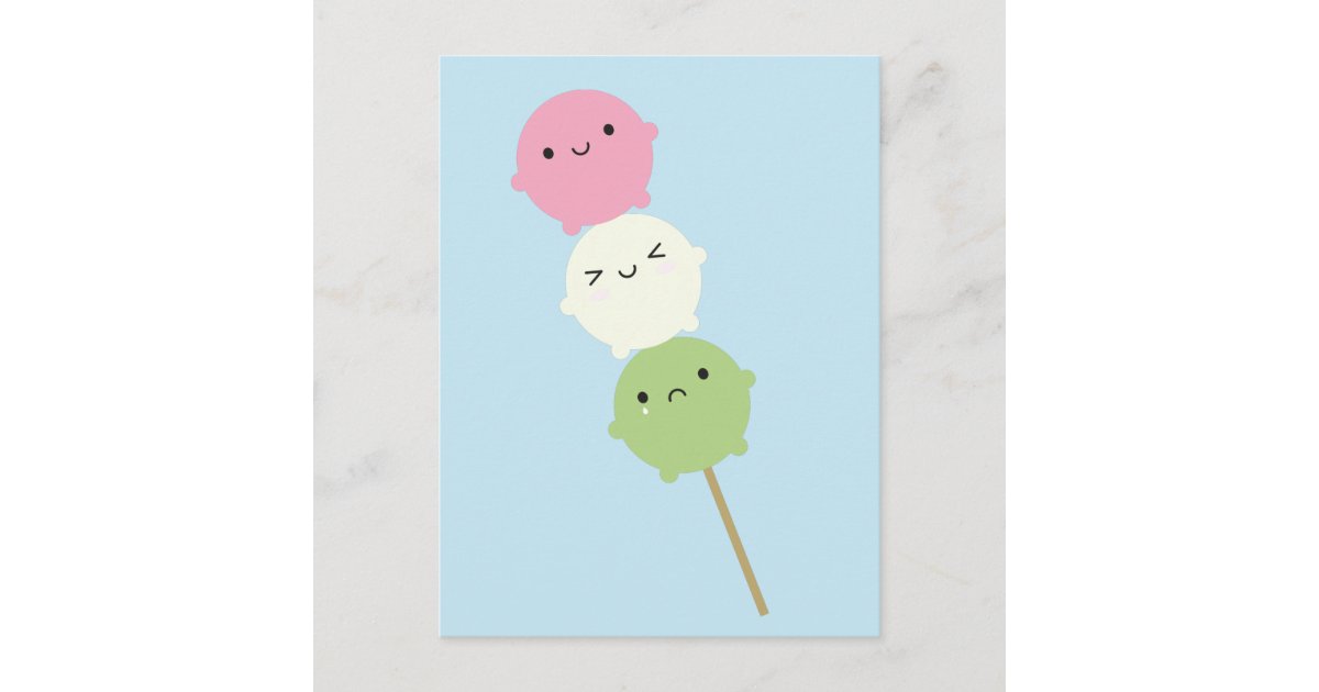 Kawaii Mochi Dango Postcard | Zazzle