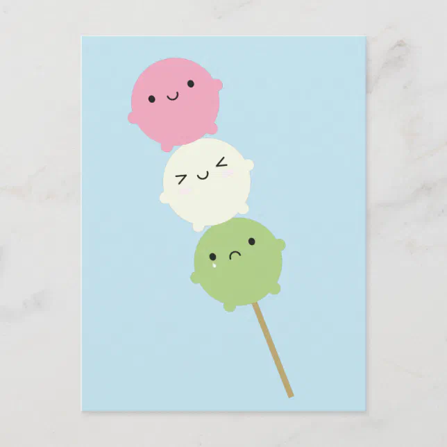 Kawaii Mochi Dango Postcard | Zazzle