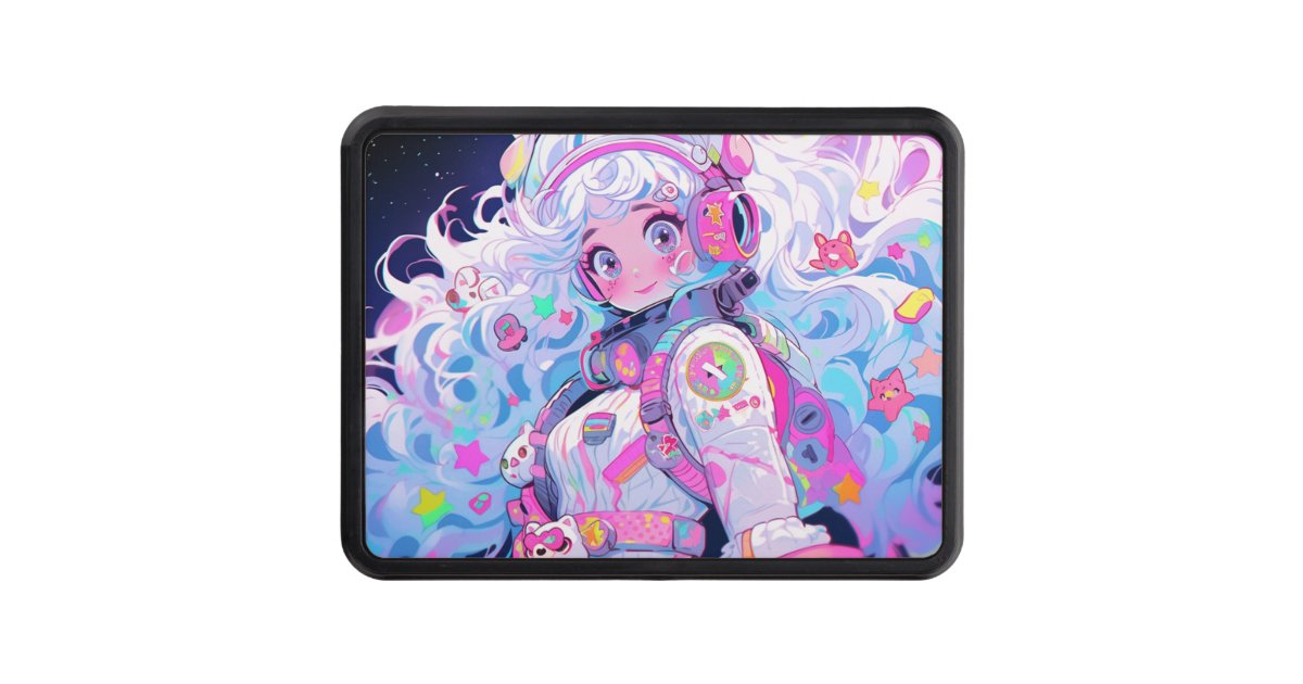 Kawaii Moe Pastel Space Astronaut Anime Girl Hitch Cover | Zazzle