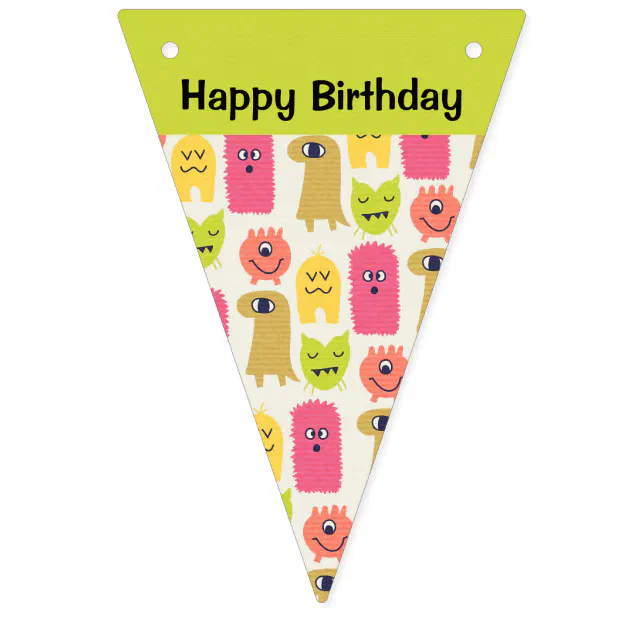 Kawaii Monster Birthday Bunting Banner | Zazzle