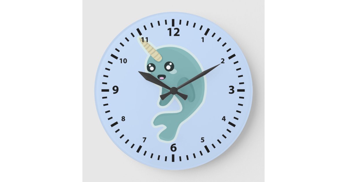 Kawaii Narwhal Large Clock | Zazzle
