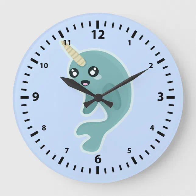 Kawaii Narwhal Large Clock | Zazzle