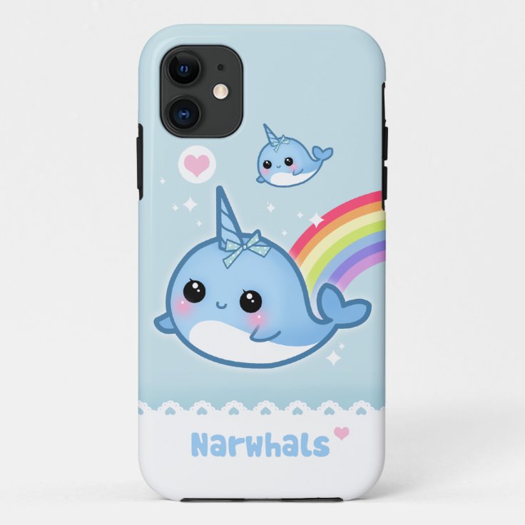 Kawaii narwhals with rainbow Case-Mate iPhone case | Zazzle