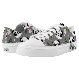 Kawaii Panda on Gray Low-Top Sneakers | Zazzle