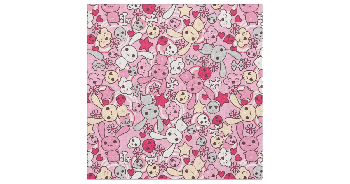 Kawaii pattern fabric | Zazzle