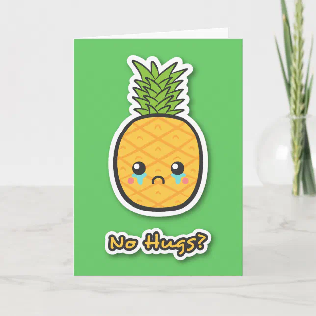 Kawaii pineapple bidding a sad farewell card | Zazzle