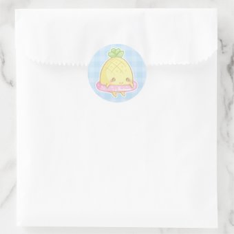 Kawaii Pineapple in Cute Pink Floatie Sticker | Zazzle