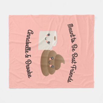 Kawaii Poop & TP (Toilet Paper) Best Friends Gift Fleece Blanket | Zazzle