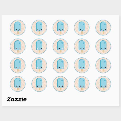 Kawaii Pretty Aqua Blue Popsicle Stickers | Zazzle