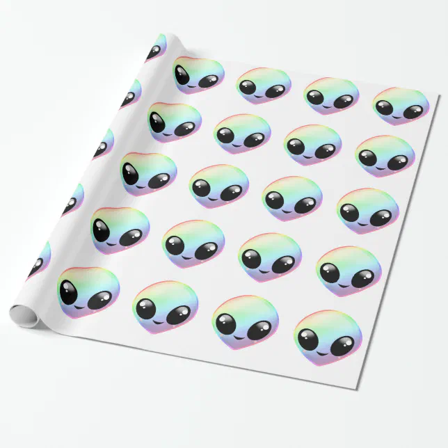 Kawaii Rainbow Alien Wrapping Paper | Zazzle