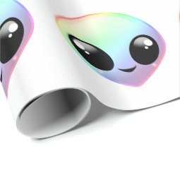 Kawaii Rainbow Alien Wrapping Paper | Zazzle