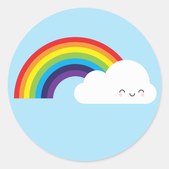 Kawaii Rainbow Classic Round Sticker | Zazzle.com