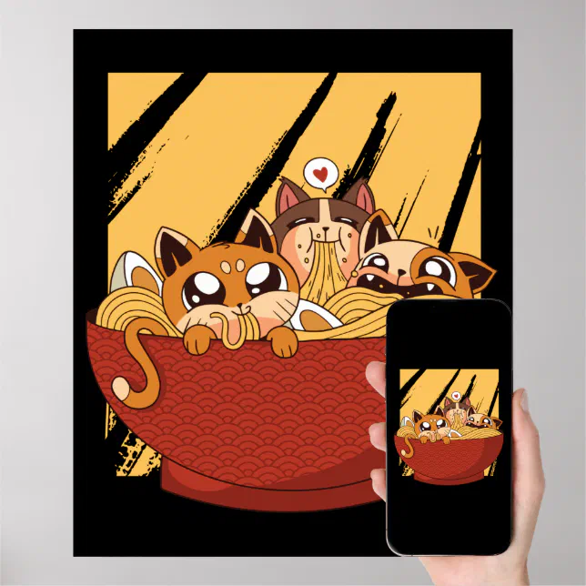 Kawaii Ramen Cats Poster | Zazzle
