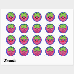 Kawaii Raspberry Classic Round Sticker | Zazzle