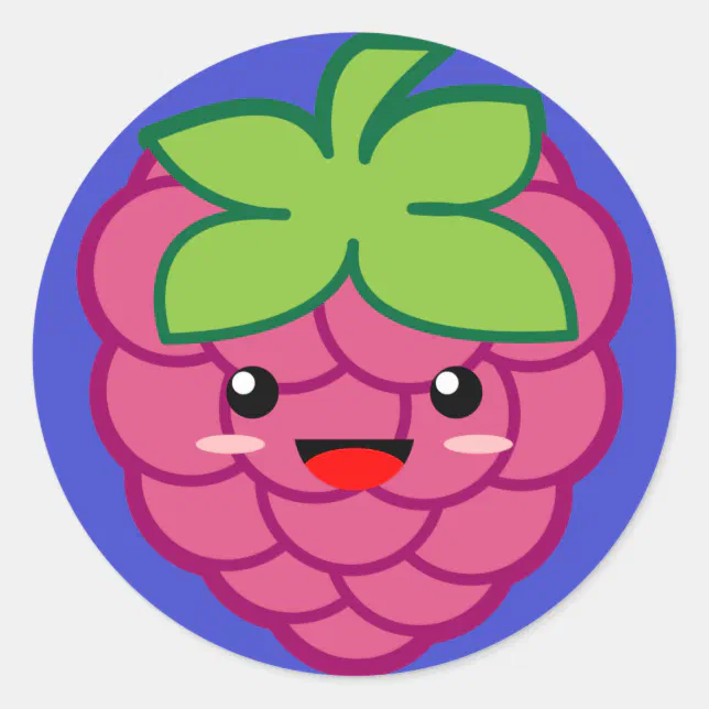 Kawaii Raspberry Classic Round Sticker | Zazzle