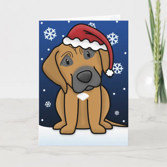 Kawaii Rhodesian Ridgeback Christmas Card | Zazzle