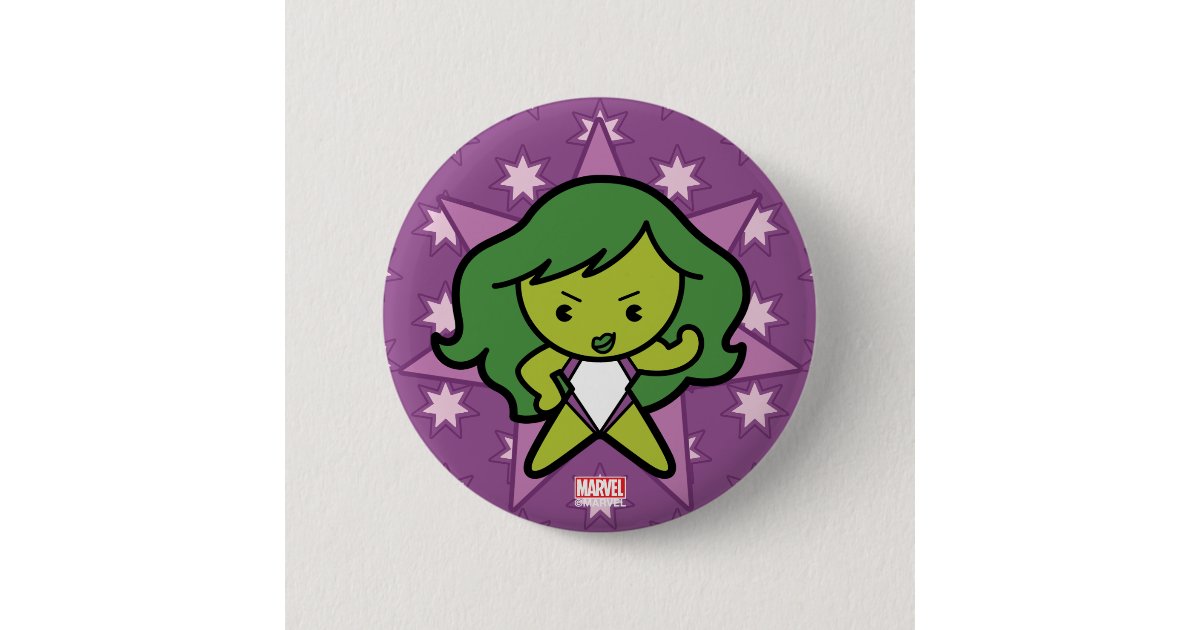 Kawaii She-Hulk Flex Pinback Button | Zazzle
