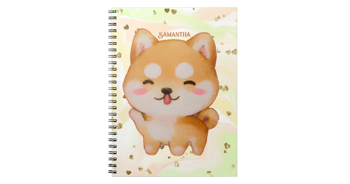 Kawaii Smiling Cartoon-Style Shiba Inu Notebook | Zazzle