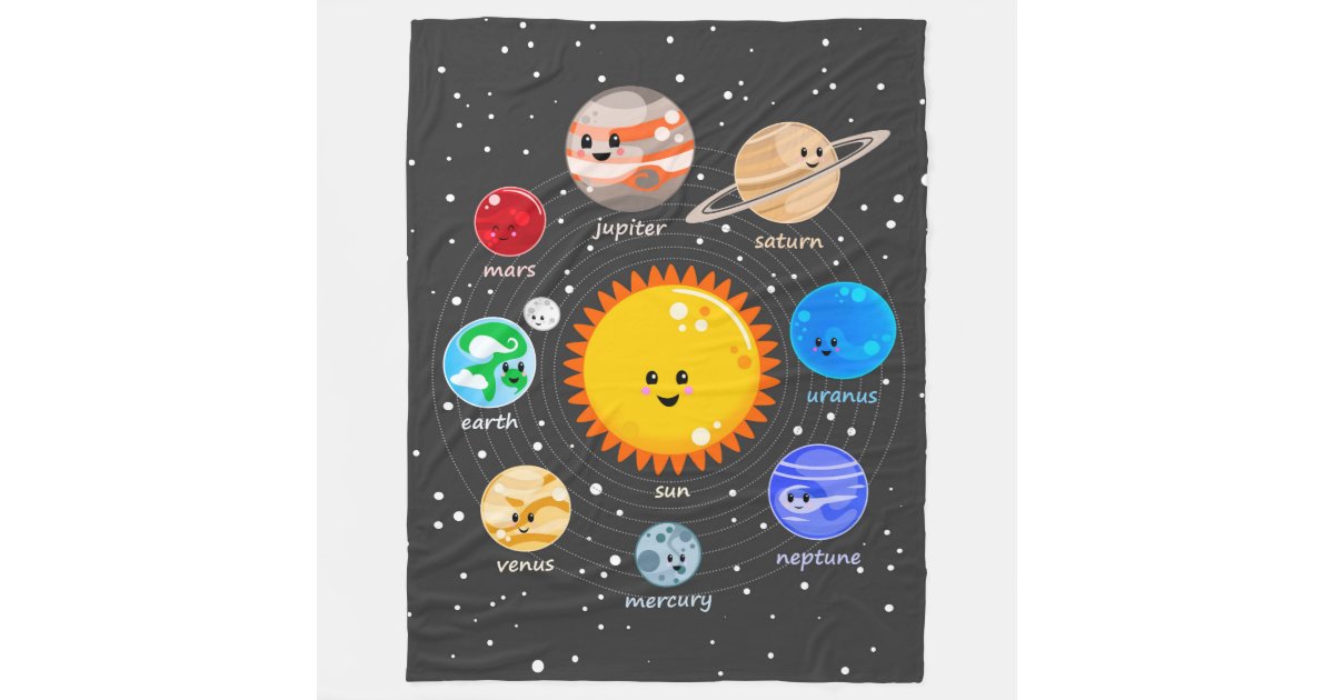 Kawaii Solar System fleece blanket | Zazzle