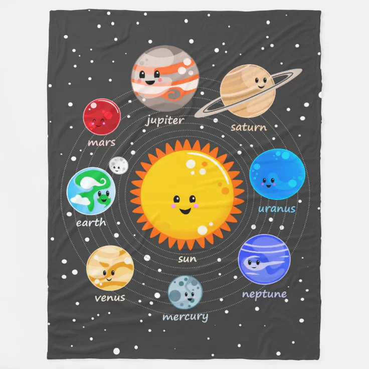 Kawaii Solar System fleece blanket | Zazzle
