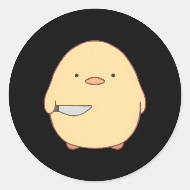 Kawaii Stabby Duck With Knife Classic Round Sticker | Zazzle