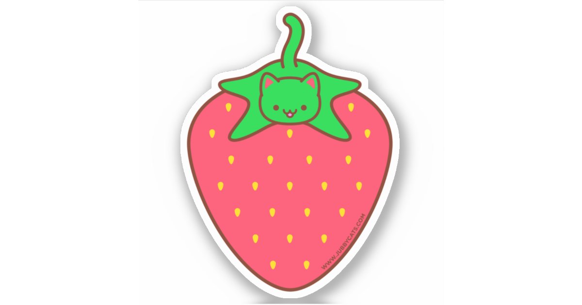 Kawaii STRAWBERRY CAT Sticker | Zazzle