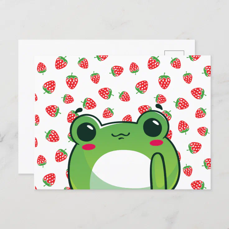 Kawaii Strawberry Frog Postcard | Zazzle