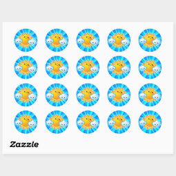 Kawaii Sunny Day Classic Round Sticker | Zazzle