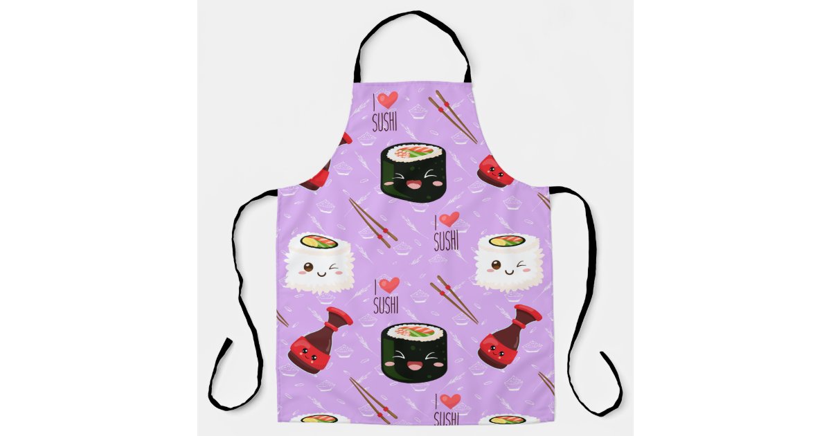 Kawaii Sushi Pattern Apron | Zazzle