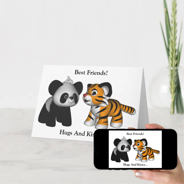 Kawaii Tiger Panda Best Friends Card | Zazzle
