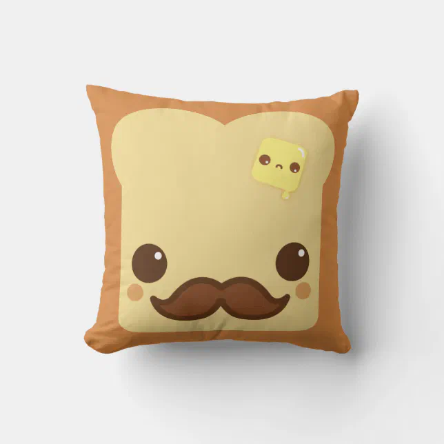 Kawaii toast with cute heart butter throw pillow | Zazzle