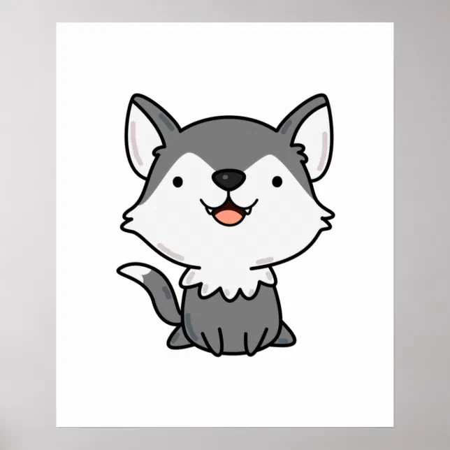 Kawaii Wolf Poster | Zazzle