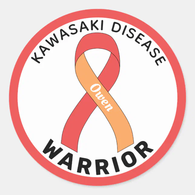 Kawasaki Disease Warrior Ribbon White Classic Round Sticker | Zazzle