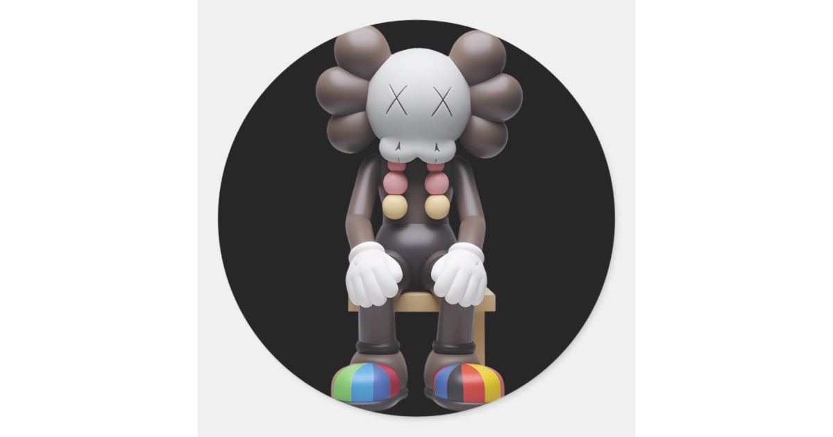 kaws at rest classic round sticker | Zazzle