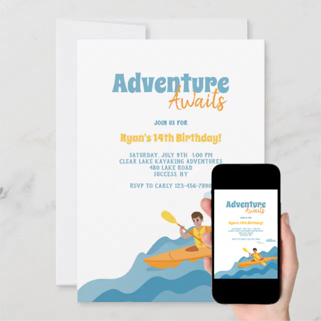 Kayak Birthday Invitation | Zazzle