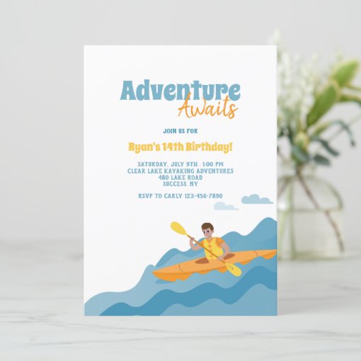 Kayak Birthday Invitation | Zazzle
