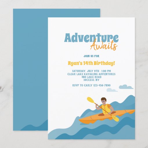 Kayak Birthday Invitation | Zazzle