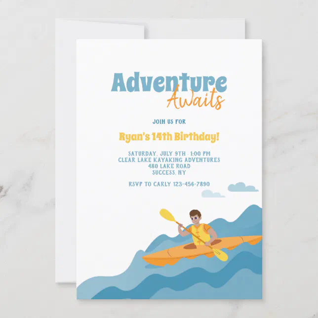 Kayak Birthday Invitation | Zazzle