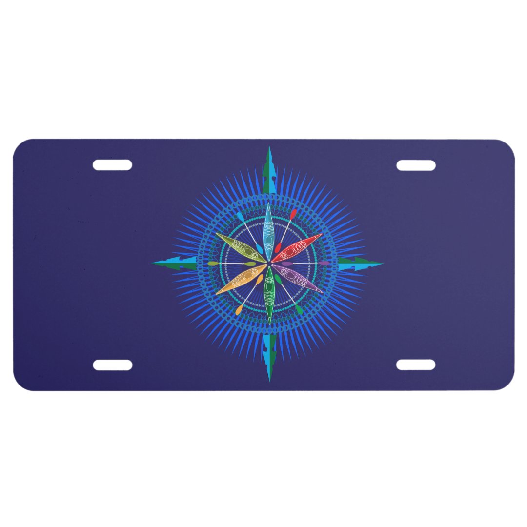 Kayak Compass Rose License Plate | Zazzle