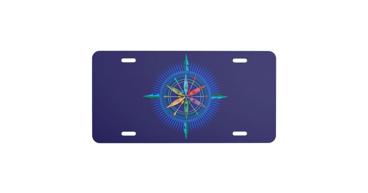 Kayak Compass Rose License Plate | Zazzle