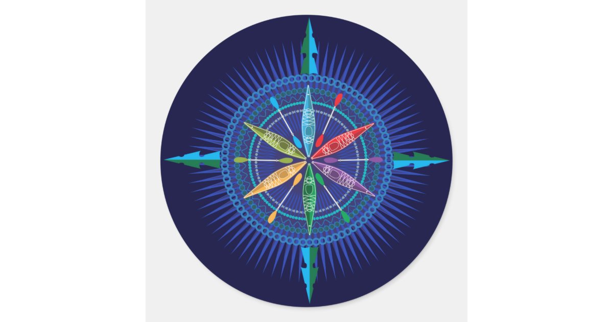Kayak Compass Rose sticker | Zazzle