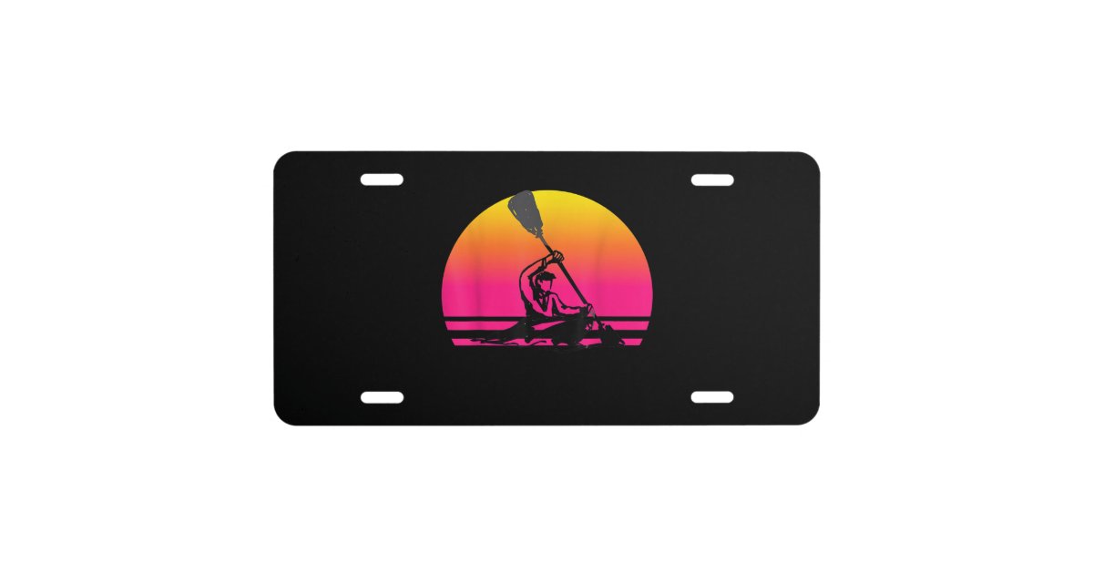 Kayak Fishing in The River Kayaking Fisherman License Plate | Zazzle
