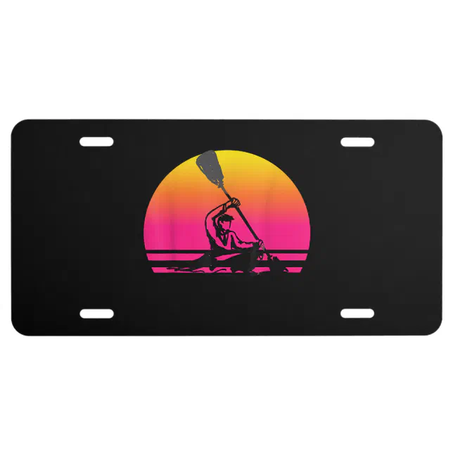 Kayak Fishing in The River Kayaking Fisherman License Plate | Zazzle