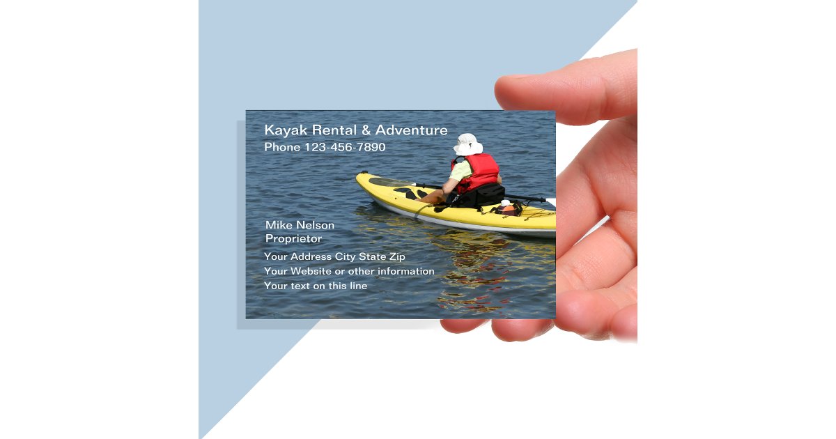 Kayak Rental & Outdoor Adventure Business Card | Zazzle