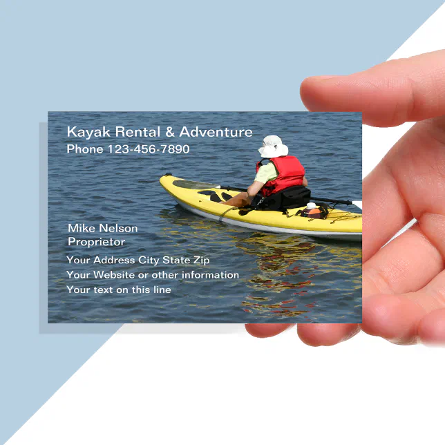 Kayak Rental & Outdoor Adventure Business Card | Zazzle