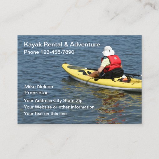 Kayak Rental & Outdoor Adventure Business Card | Zazzle